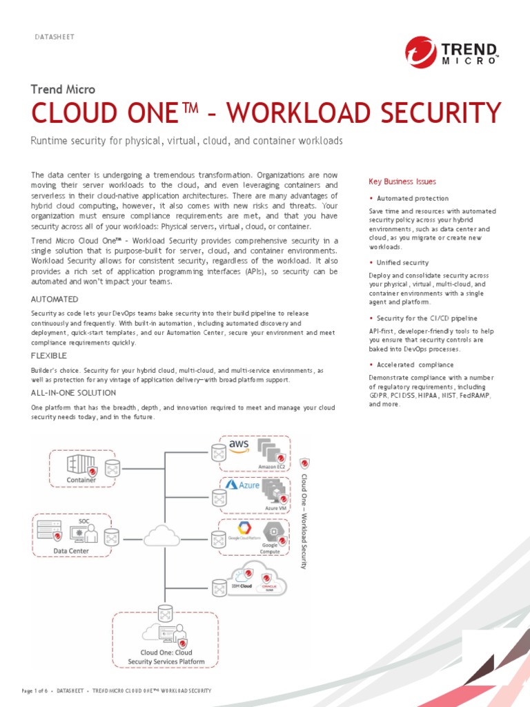 TrendMicro Datasheet Cloud One Workload Security | PDF | Cloud Computing | Security