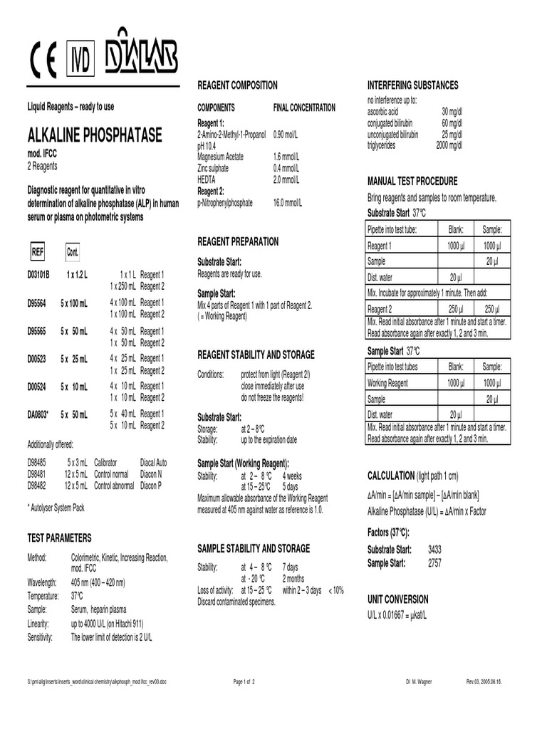 Alkaline Phosphatase: Reagent Composition Interfering Substances | PDF | Magnesium | Chemistry