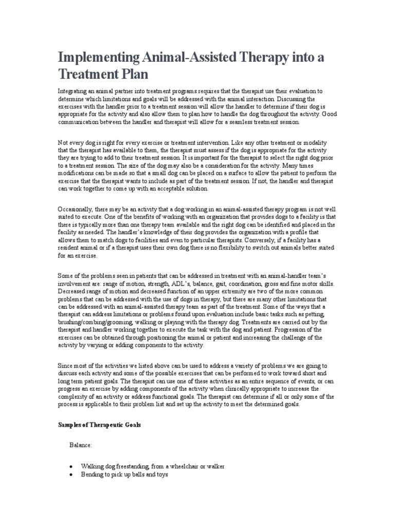 Animal-Assisted Therapy Implementation | PDF | Psychotherapy | Dogs