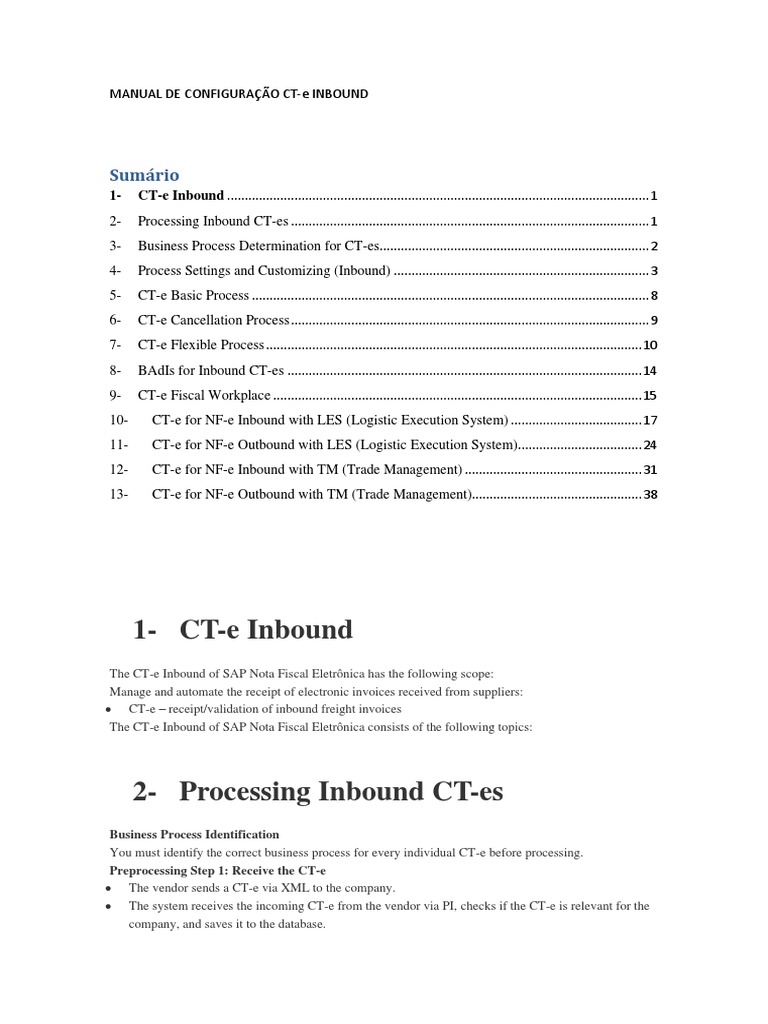 CT-e - Manual de Configuração | PDF | Receipt | Business Process