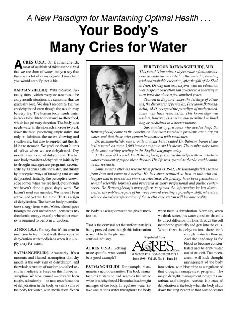 Your Body's Many Cries For Water | PDF | Seawater | Human Body