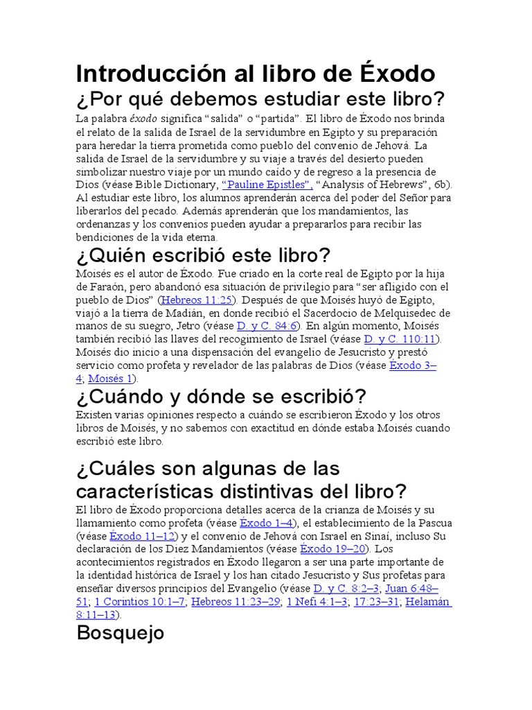 Introducción Al Libro de Éxodo | PDF | Libro del éxodo | Moisés Introducción Al Libro de Éxodo | PDF | Libro del éxodo | Moisés
