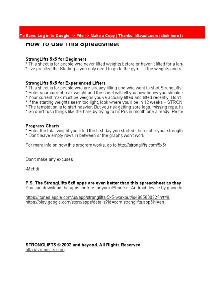 Stronglifts 5x5 (LB) | PDF | Mobile App | Human Body Weight