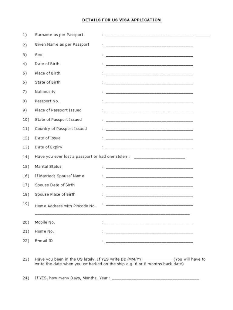 US VISA APPLICATION FORM WORD FORMAT For New Joiners - Updated 05.06.16 ...