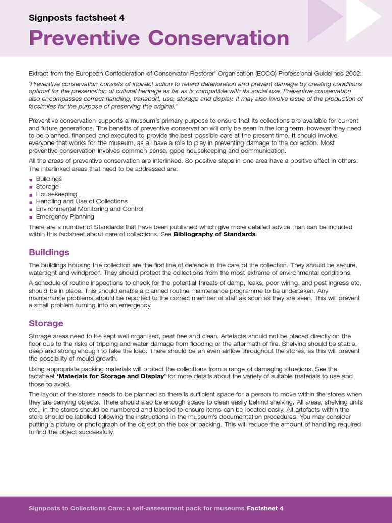 South West Museums Libraries and Archives Council Signposts To Collections Care Factsheet 4 ...