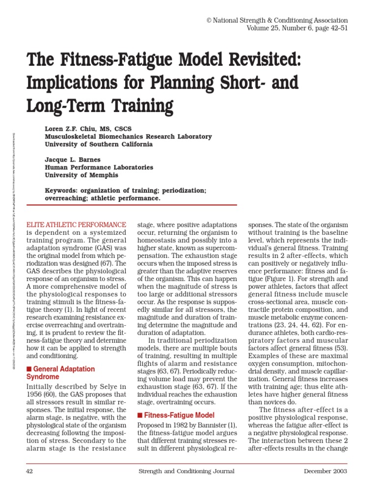 The Fitness Fatigue Model Revisited Implications | PDF | Stress ...