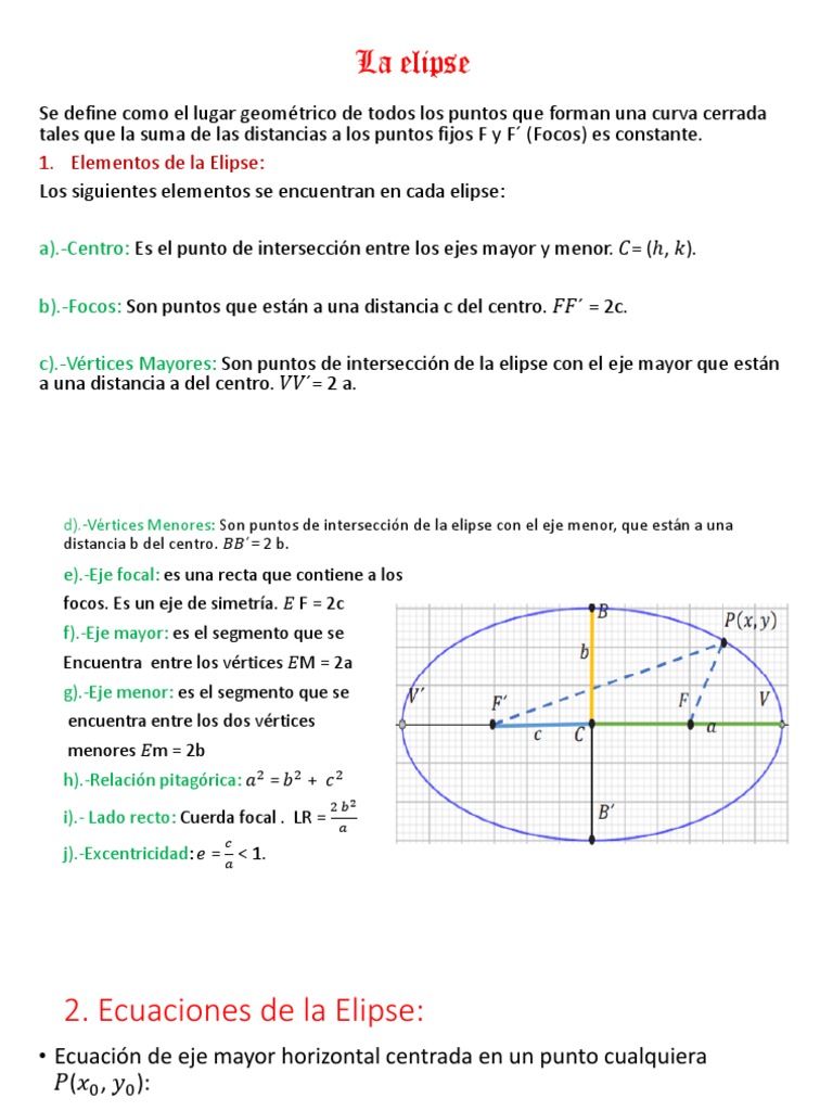 3.-La Elipse | PDF | Elipse | Objetos matemáticos