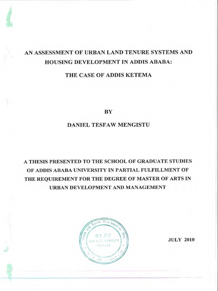 An Assessment of Urban Land Tenure Systems and Housing Development in ...