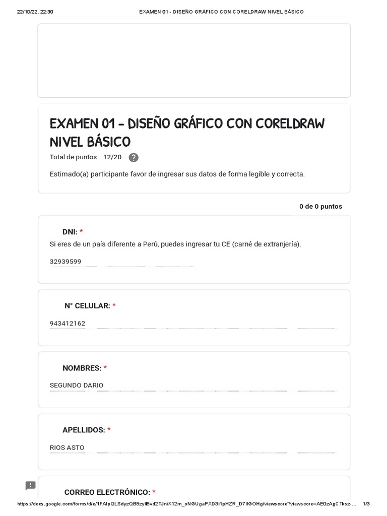 EXAMEN 01 - DISEÑO GRÁFICO CON CORELDRAW NIVEL BÁSICO - Corregido | PDF ...