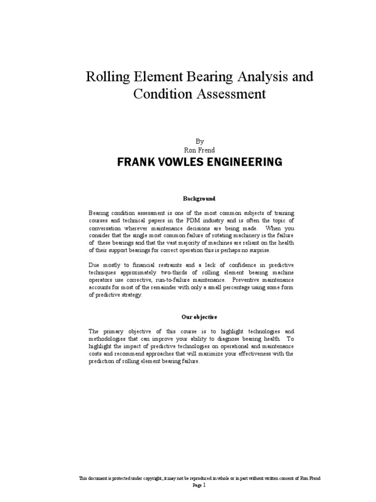 Vibration Analysis On Bearings | PDF | Bearing (Mechanical) | Modulation