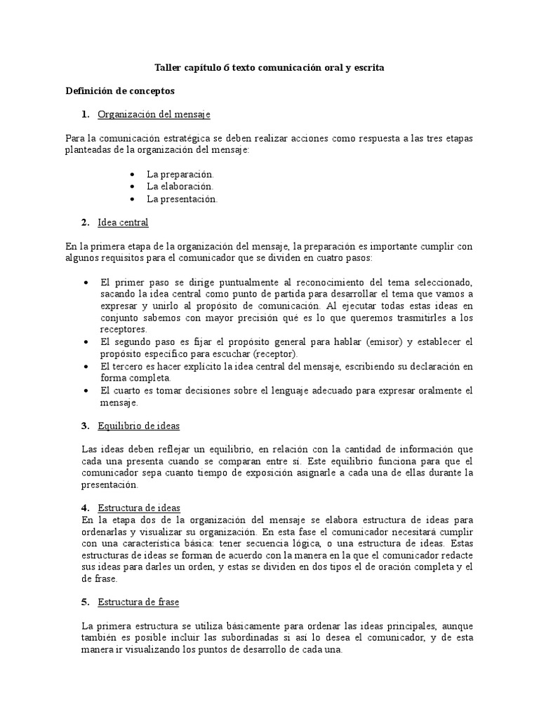 Taller Capítulo 6 Texto Comunicación Oral Y Escrita Pdf 8067