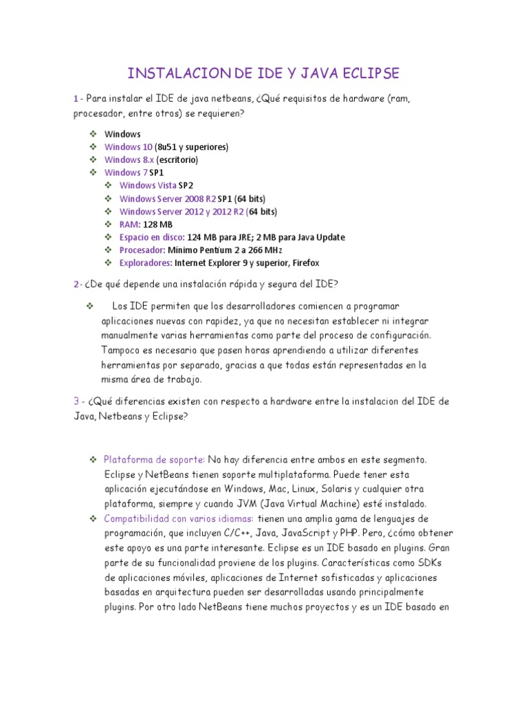 Instalacion de IDE y JAVA Eclipse Jesus Castro | PDF | Entorno de desarrollo integrado | Eclipse ...