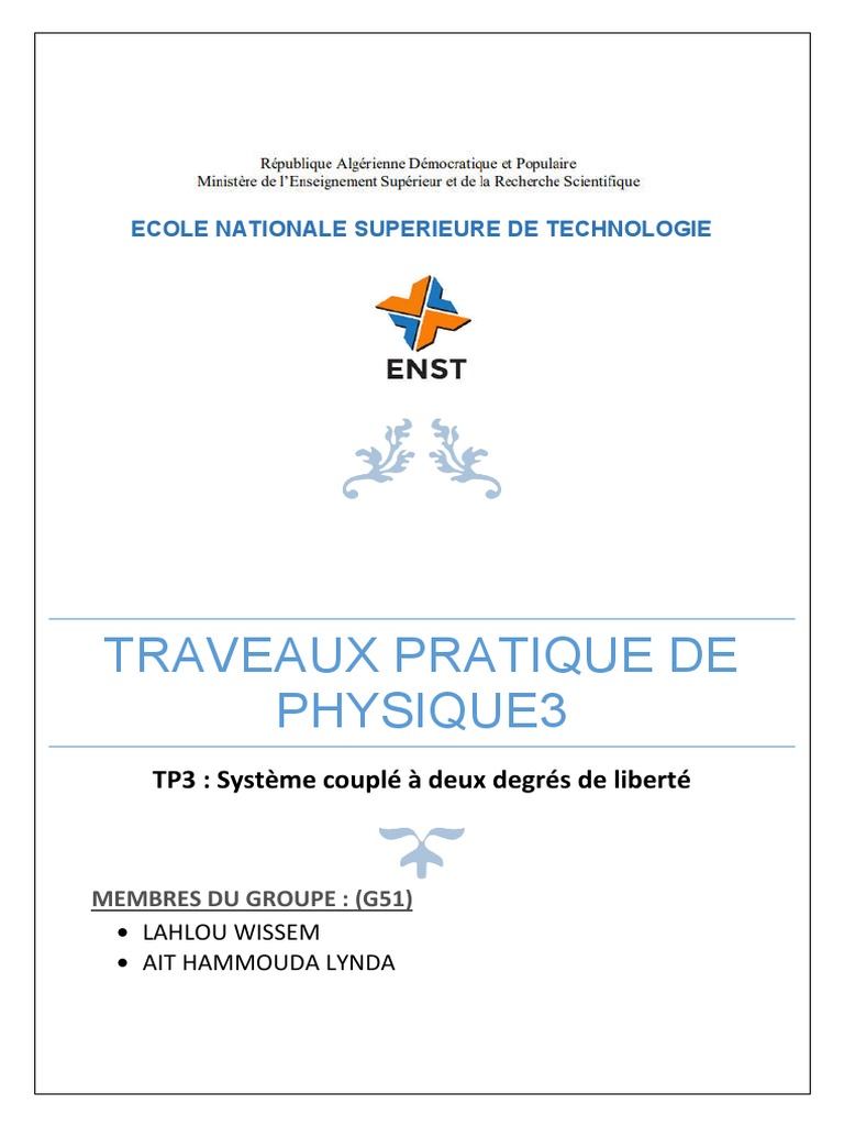 TP 3 Physique 3 | PDF | Mode normal | Pendule (physique)