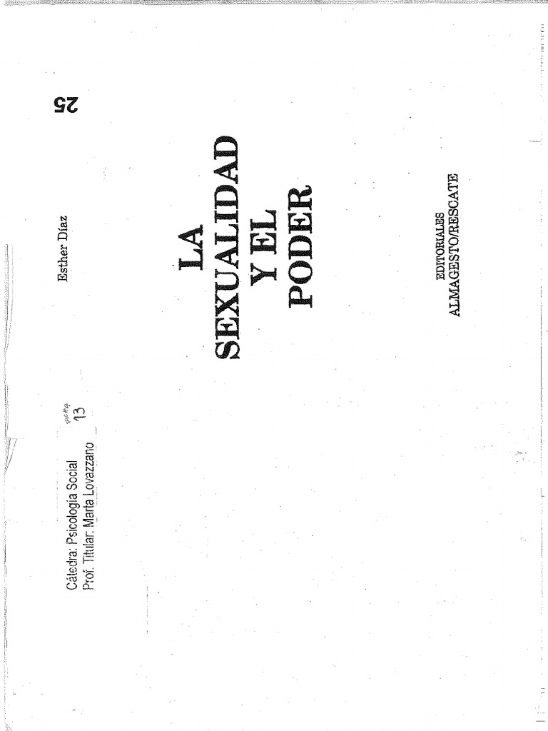 Esther Diaz - La Sexualidad y El Poder | PDF