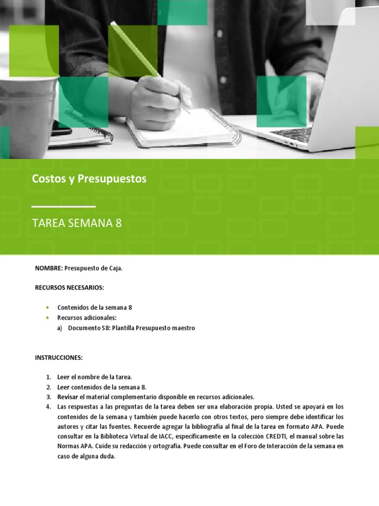 Tarea Semana8 - Costos y Presupuestos | PDF | Presupuesto | Economias