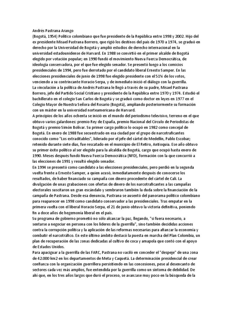 Andrés Pastrana Arango | PDF | Colombia