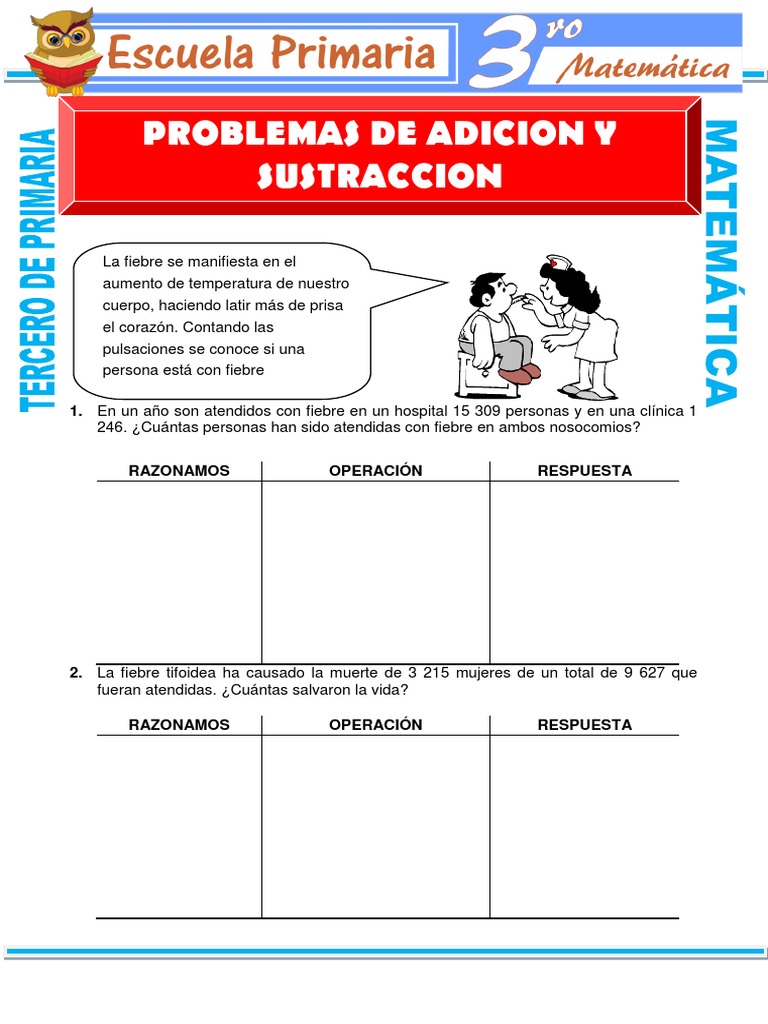Problemas de Matemáticas para Tercero de Primaria | PDF