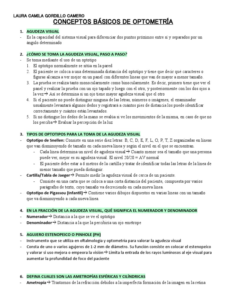 Conceptos Básicos de Optometría | PDF | Ojo humano | Percepción visual