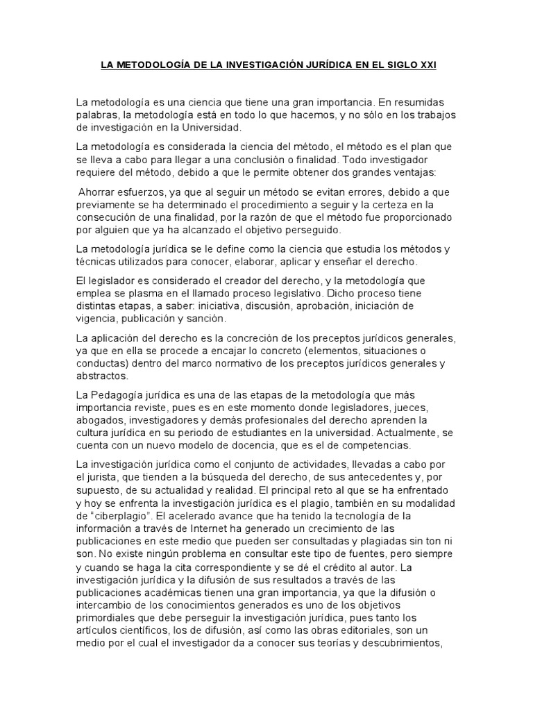La Metodología de La Investigación Jurídica en El Siglo Xxi-Diana GV ...