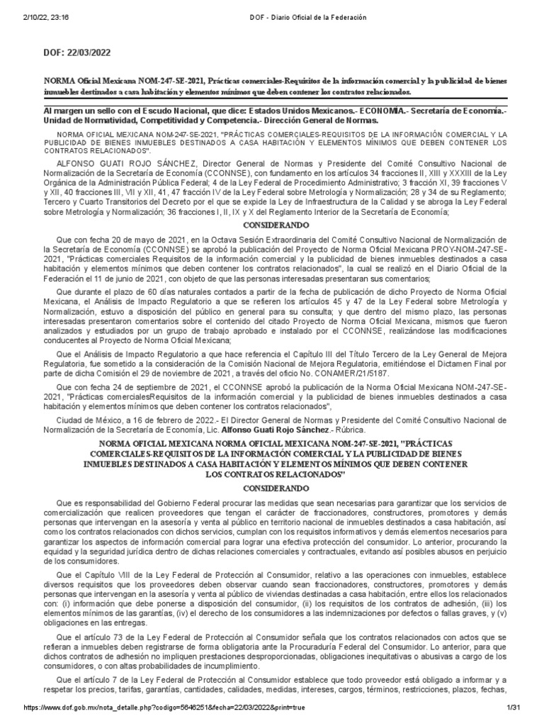 Nom 247 Se 2021 Información Comercial Bienes Inmuebles Pdf