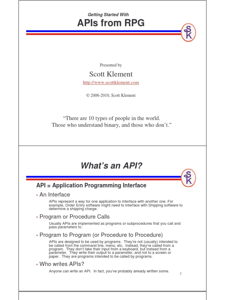 Getting Started With APIs From RPG | PDF | Pointer (Computer ...