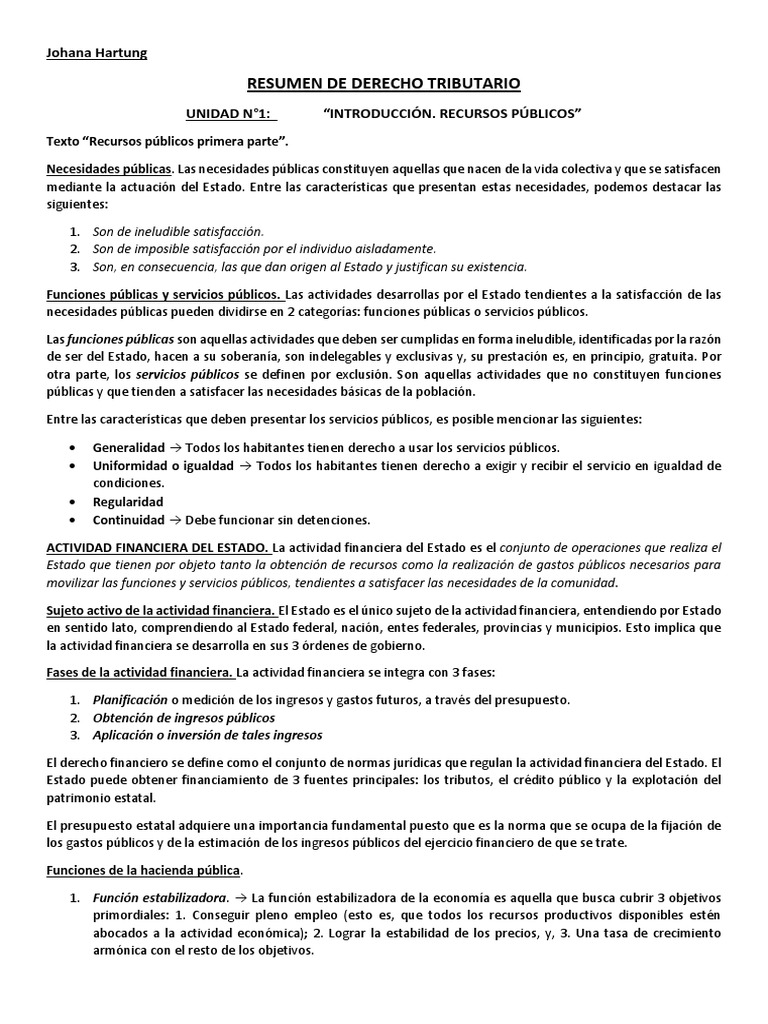 Derecho Tributario (Resumen) | PDF | Impuestos | Presupuesto