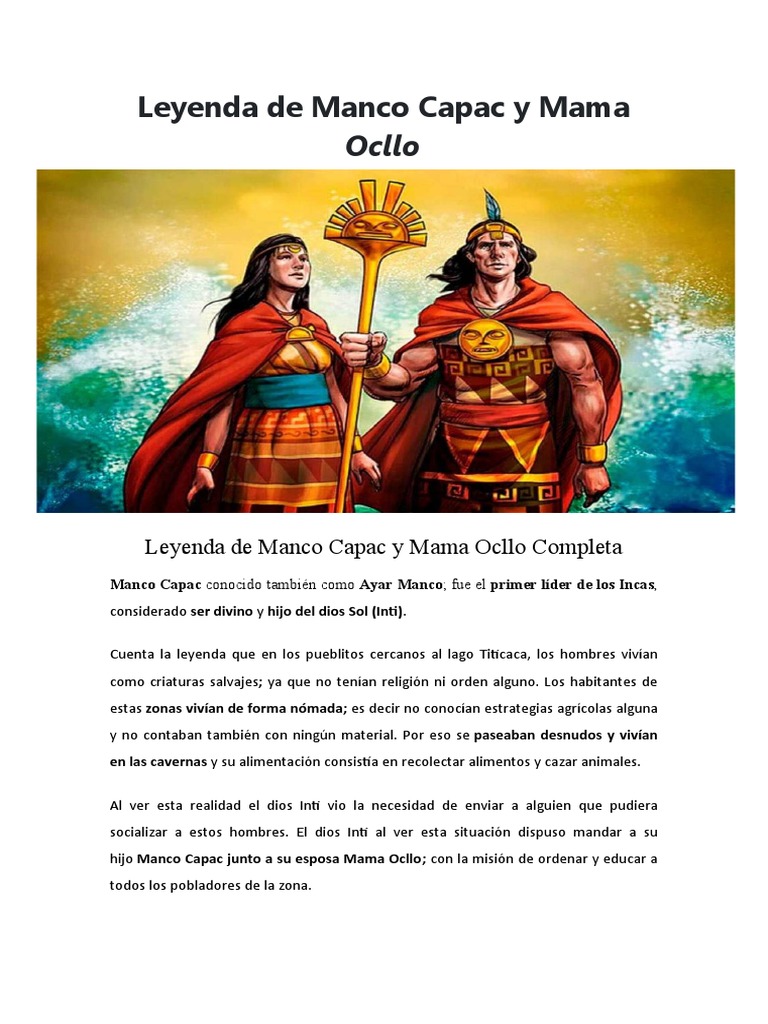 Leyenda de Manco Capac y Mama Ocllo | PDF | Imperio Inca