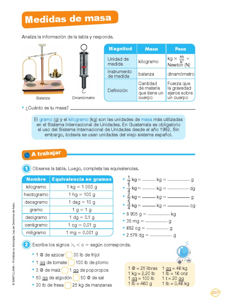 Medidas de Masa o Peso | PDF | Kilogramo | Masa