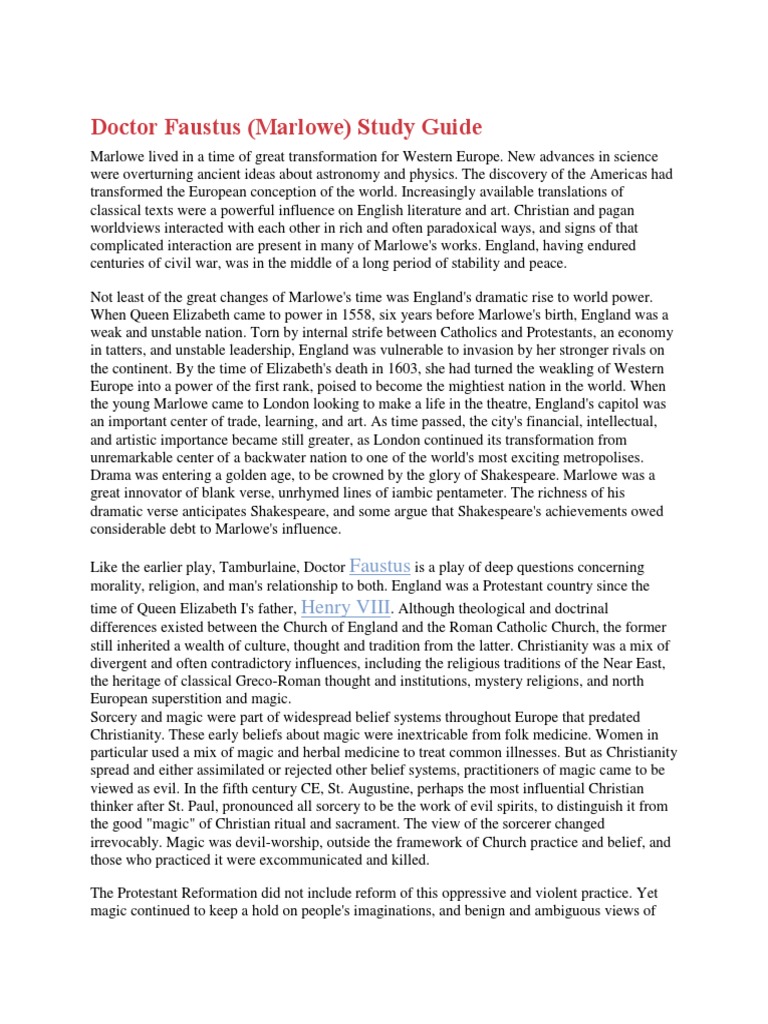 Doctor Faustus Summary& Analysis | PDF | Satan | Faust