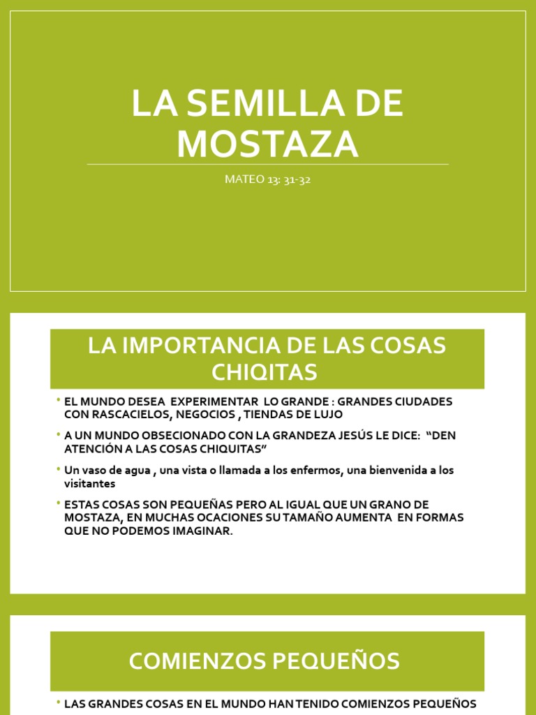 La Semilla de Mostaza: Poder de lo Pequeño | PDF