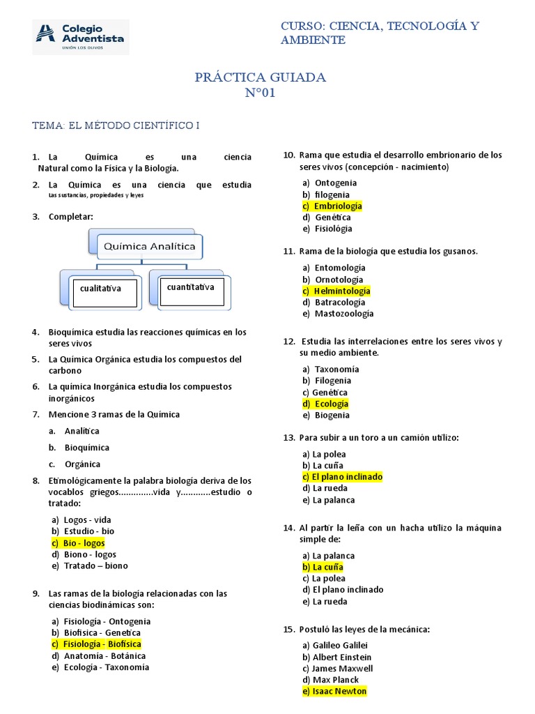 Práctica Guiada n1 | PDF | Biología | Química