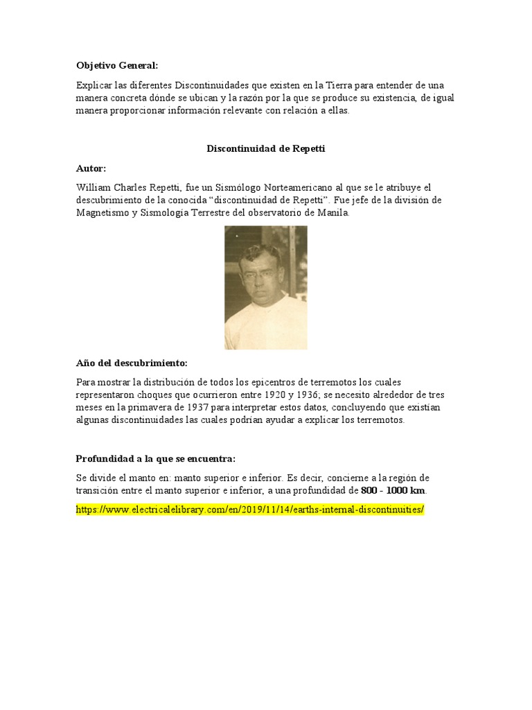 Discontinuidad de Repetti y su descubrimiento | PDF