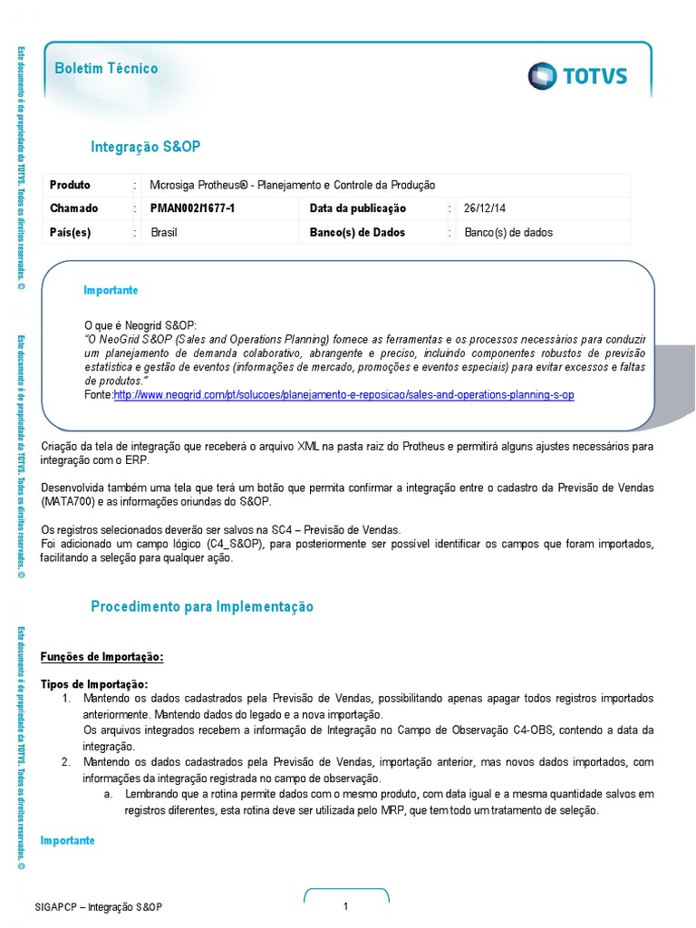 PCP BT Integracao S OP PMAN002 1677 1 | PDF | Dados | Bancos de dados