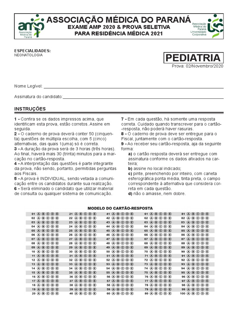 AMP Prova Pediatria | PDF