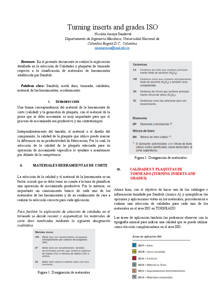 Turning Inserts and Grades On ISO Materials Norm | PDF | Revestimiento ...