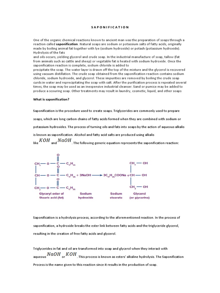 Saponification | PDF | Soap | Sodium Hydroxide