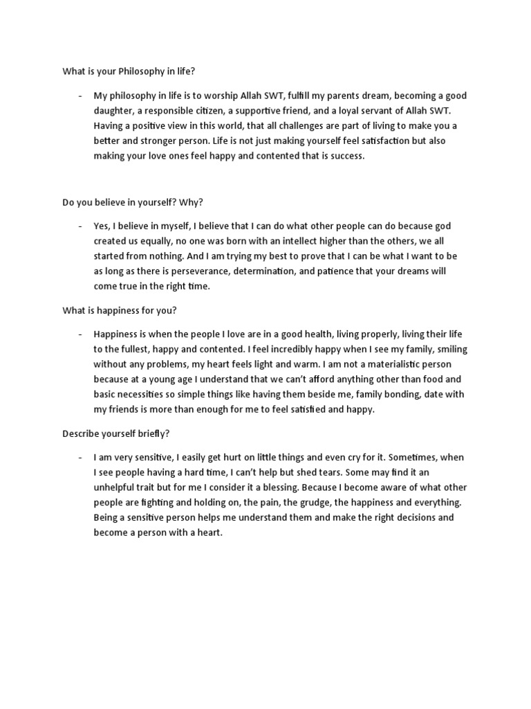 What Is Your Philosophy in Life | PDF