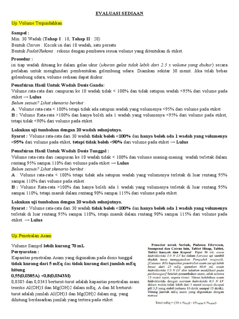 Rangkuman Materi EVALUASI SEDIAAN | PDF