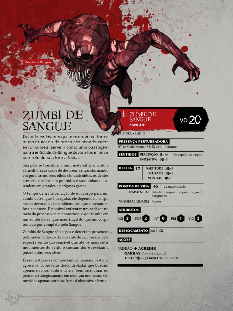 Ficha Zumbi de Sangue | PDF | Zumbis
