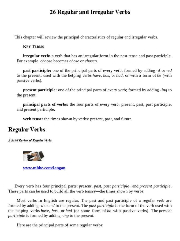 Regular Vs Irregular Verbs Pdf Verb Linguistics
