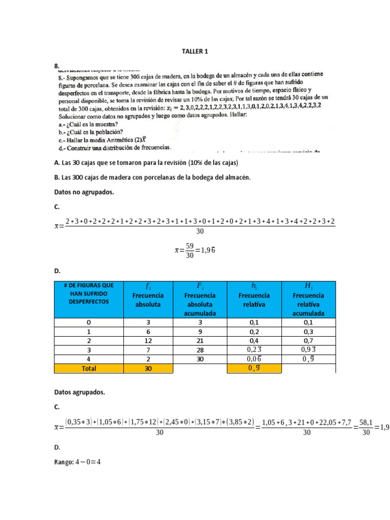 Solucón Talleres Estadística | PDF | Matemáticas