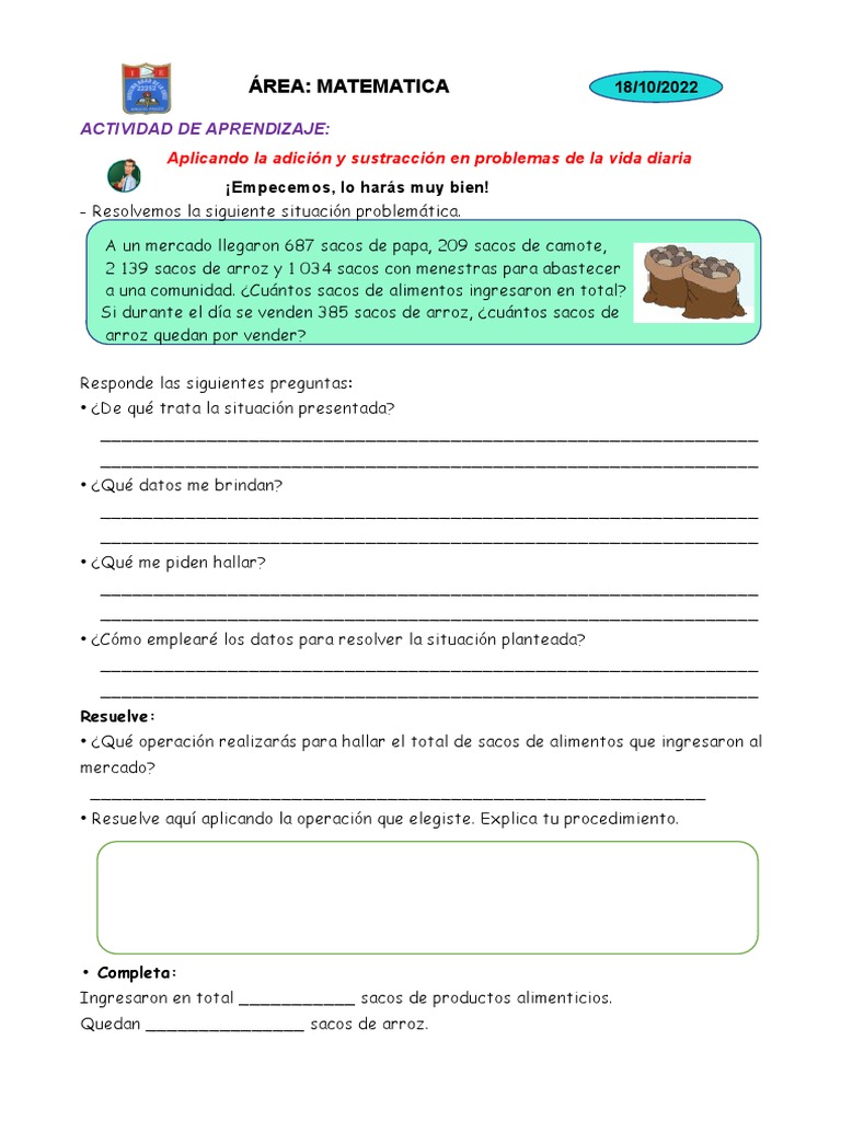 MATEMATICA 18 de Octubre | PDF