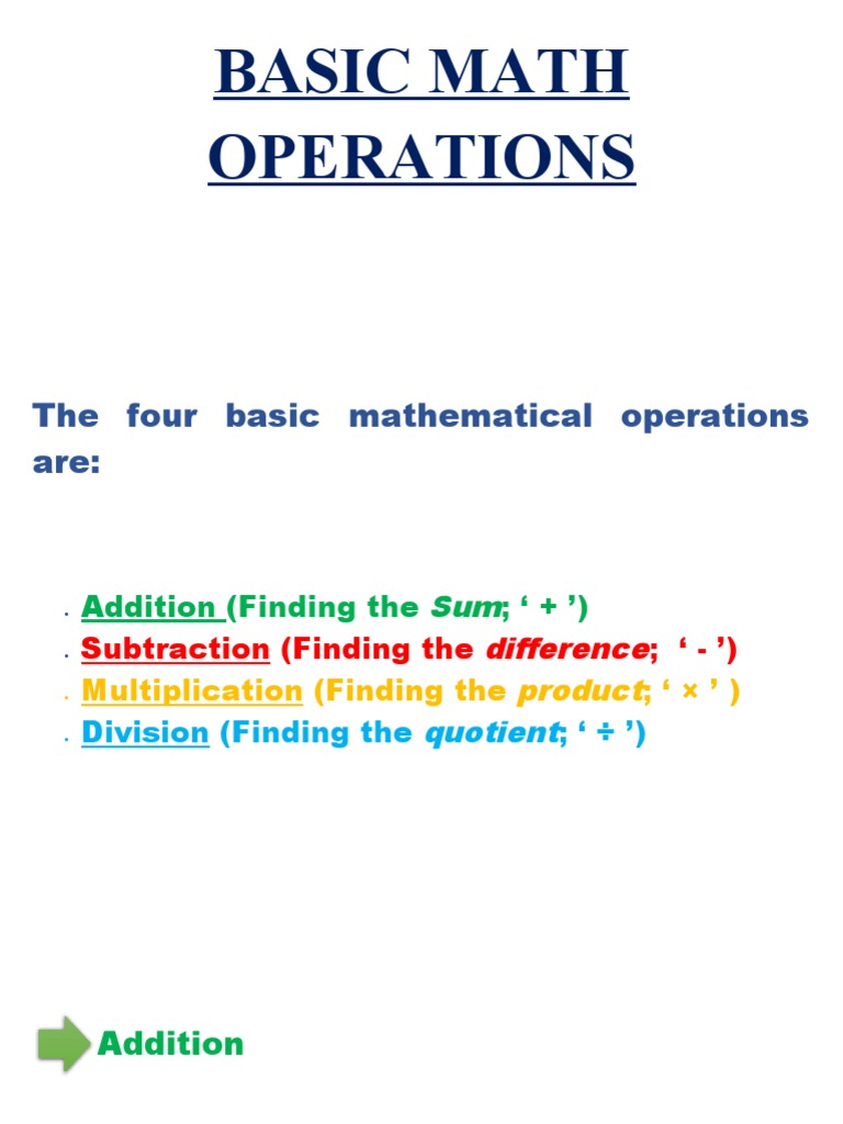 Basic Math Operations | Pdf