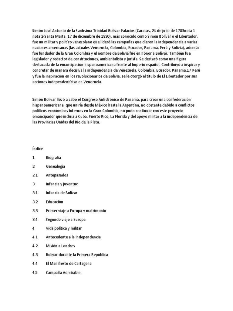Simón Bolívar | PDF | Colombia | América del Sur