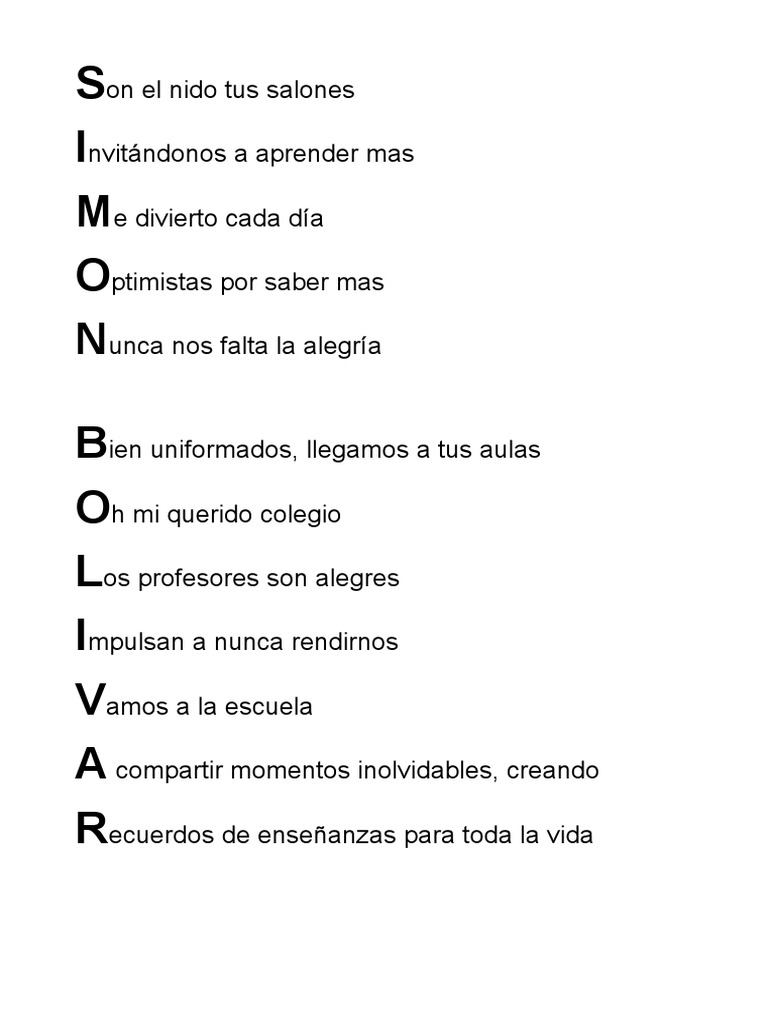 Acrostico y Poesia A Simon Bolivar | PDF