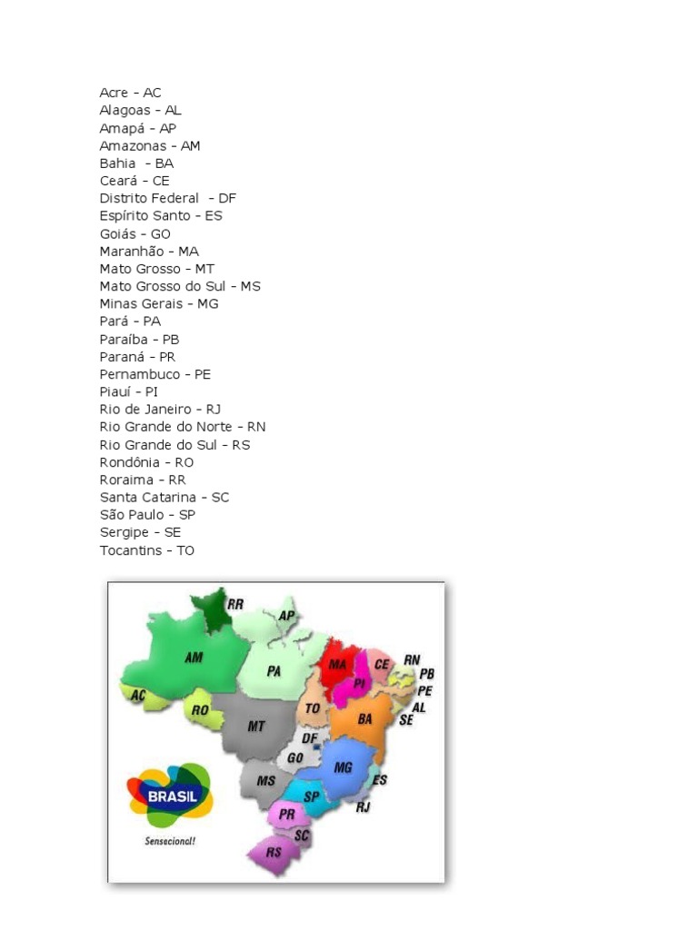 Sigla Estados Brasileiros | PDF