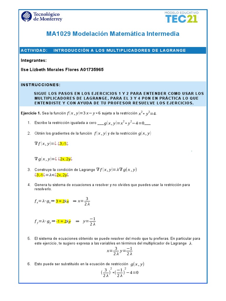 Intro Multiplicadores de Lagrange | PDF | Ecuaciones | Matemáticas