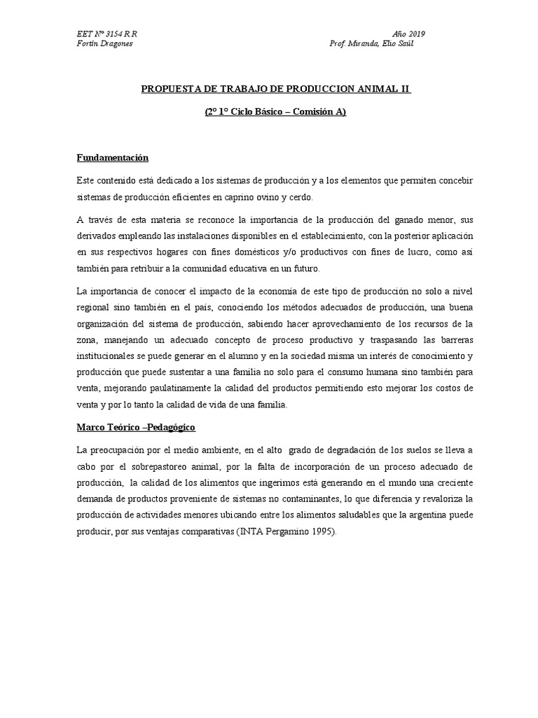 Propuesta de Producción Animal II | Descargar gratis PDF | Alimentos | Oveja
