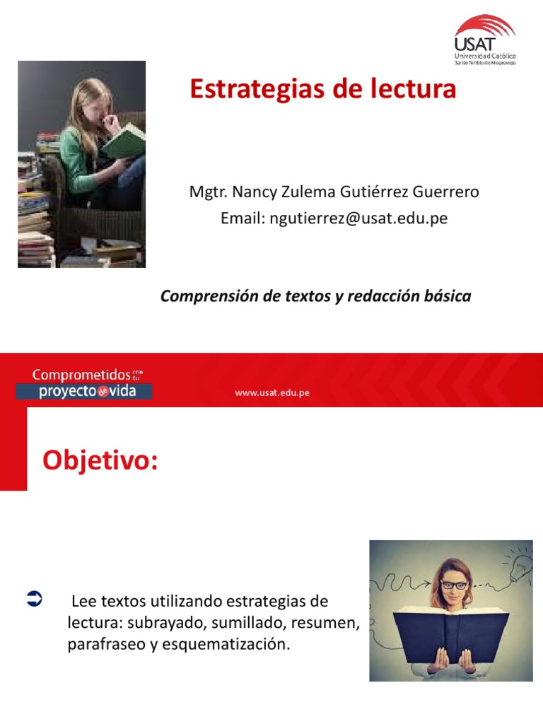 Estrategias de Lectura - Sesión 8 y 9 | PDF | Cognición | Lingüística