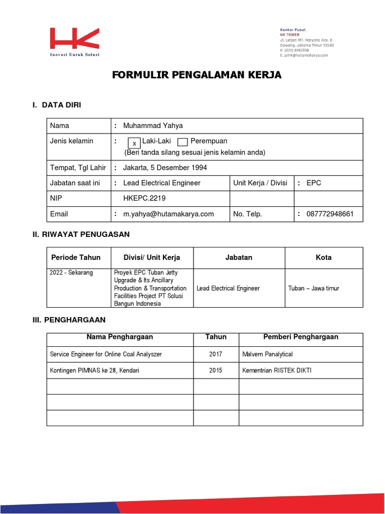 Biodata Muhammad Yahya, Lead Engineer | PDF | Teknologi & Rekayasa
